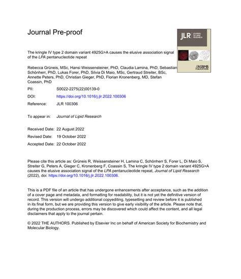 Pdf The Kringle Iv Type 2 Domain Variant 4925ga Causes The Elusive Association Signal Of The
