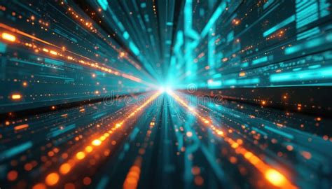 Abstract Digital Data Flow Cyber Global Communication With Graphic