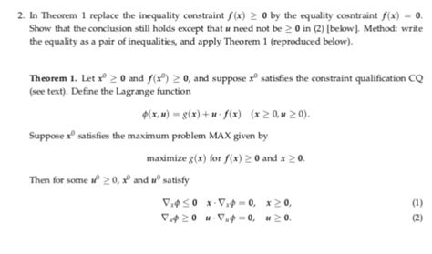 2 In Theorem 1 Replace The Inequality Constraint