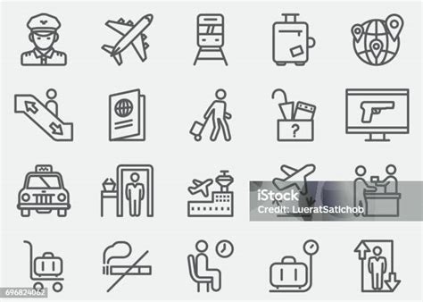 공항 라인 아이콘 Eps 10 아이콘에 대한 스톡 벡터 아트 및 기타 이미지 아이콘 공항 상징 Istock