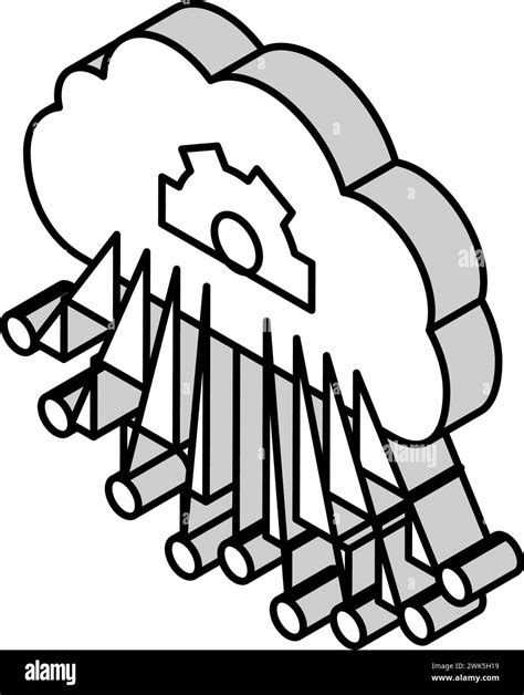Cloud Storage And Working Process Neural Network Isometric Icon Vector