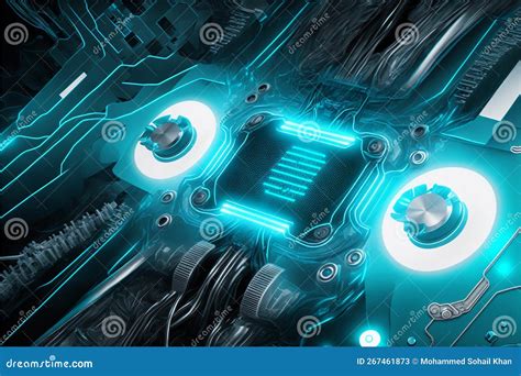 Abstract Glowing Electronic Chip Circuit Board Cpu Ai Generative Stock Illustration