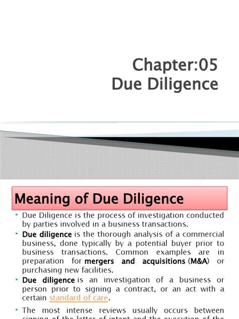 Chapter 4 Due Diligence Pdf Due Diligence Mergers And Acquisitions