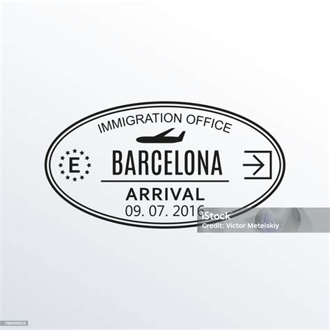바르셀로나 여권 스탬프 스페인 공항 비자 스탬프 또는 입국 표지판 사용자 정의 제어 캐시 벡터 그림입니다 바르셀로나 스페인에 대한 스톡 벡터 아트 및 기타 이미지 Istock