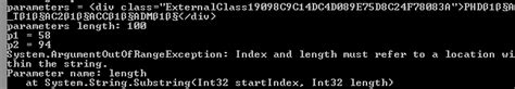 Exception C Substring Outofrangeexception With Correct String Length Stack Overflow