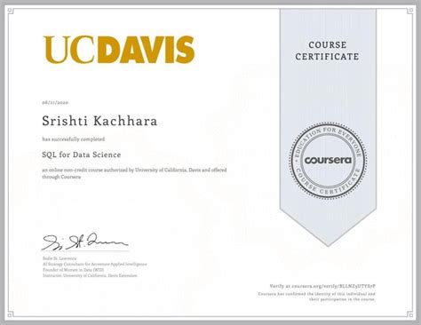 Successfully Completed Course Sql For Data Science From Coursera Thank You Coursera