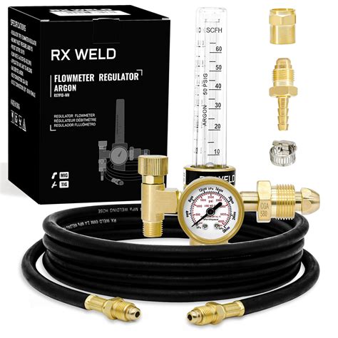 Buy RX WELD Argon Regulator Flow Meter Regulator Gauge For Mig Tig Weld With Hose Welding Online