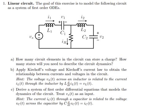 Solved Linear Circuit The Goal Of This Exercise Is To Model Chegg