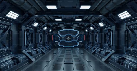 공상 과학 배경 소설 실내 방 공상 과학 우주선 복도 파란색 3d 렌더링 사진 Unsplash의 우주선 이미지