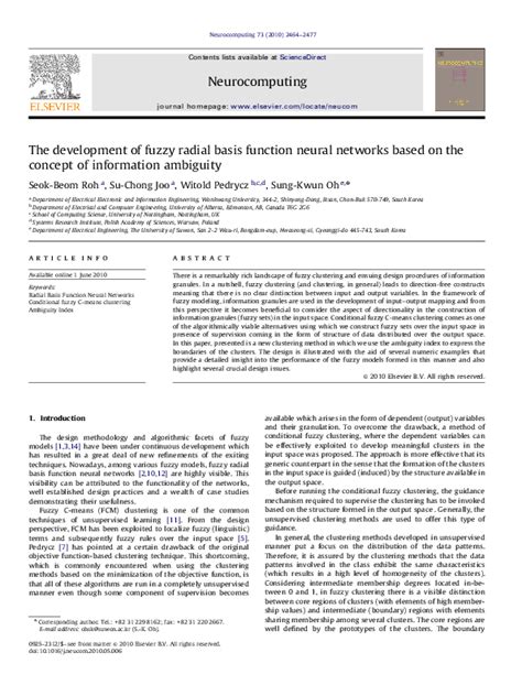 pdf the development of fuzzy radial basis function neural networks