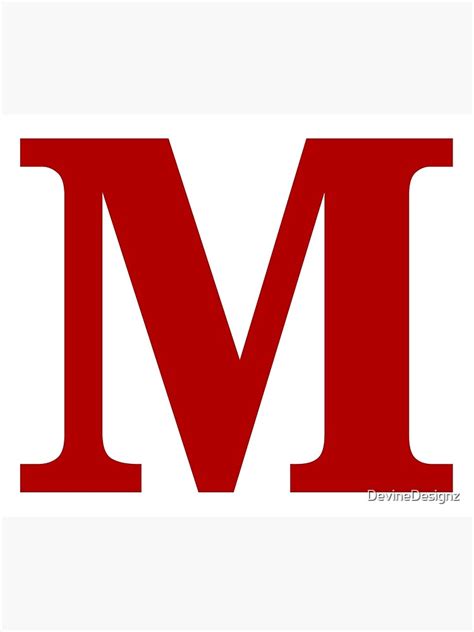 Red Color Letter M Poster For Sale By Devinedesignz Redbubble