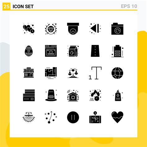 User Interface Pack Of 25 Basic Solid Glyphs Of Restore Folder Camera Multimedia Arrow Editable