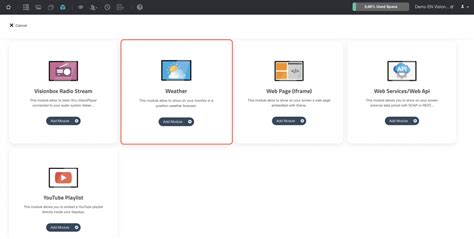 select the weather module that can host the template you have chosen