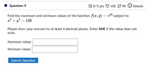 Solved Find The Maximum And Minimum Values Of The Function Chegg