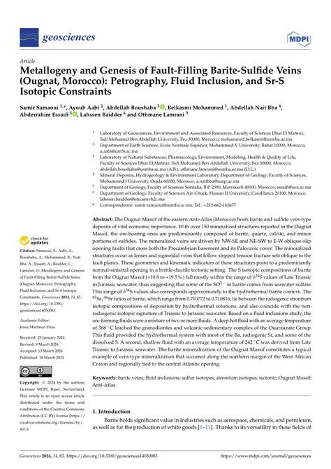 Pdf Metallogeny And Genesis Of Fault Filling Barite Sulfide Veins