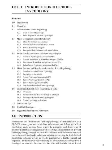 Unit 1 Introduction To School Psychology Structure Pdf School Psychology Diagnostic And