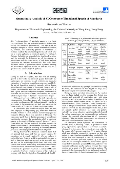 Pdf Quantitative Analysis Of F0 Contours Of Emotional Speech Of Mandarin