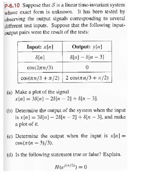 solved p 6 10 suppose that is a linear time invariant system