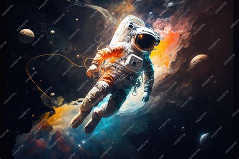 Premium Ai Image Artistic Astronaut Floating In Weightlessness