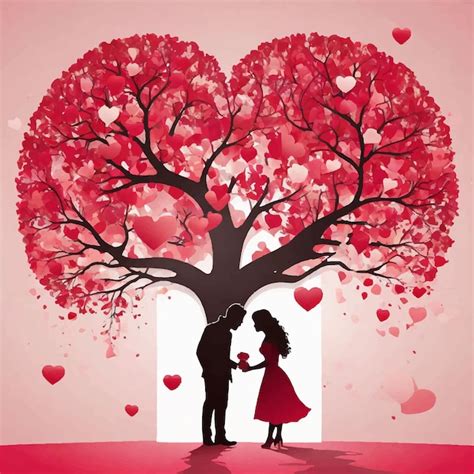 Premium Vector Vector Valentines Day Background With A Kissing Couple