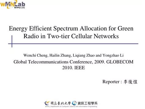 Ppt Energy Efficient Spectrum Allocation For Green Radio In Two Tier Cellular Networks