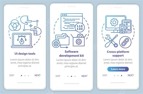 Mobile App Template For Software Onboarding With Linear Illustrations Vector Smartphone Ux