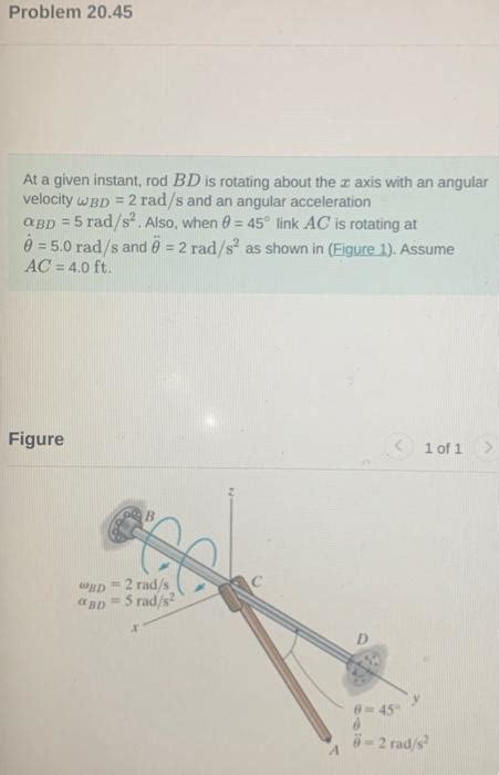 Solved At A Given Instant Rod Bd Is Rotating About The X