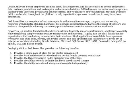 Solution Overview Solution Insight Oracle Analytics Server With Dell Powerflex Infrastructure