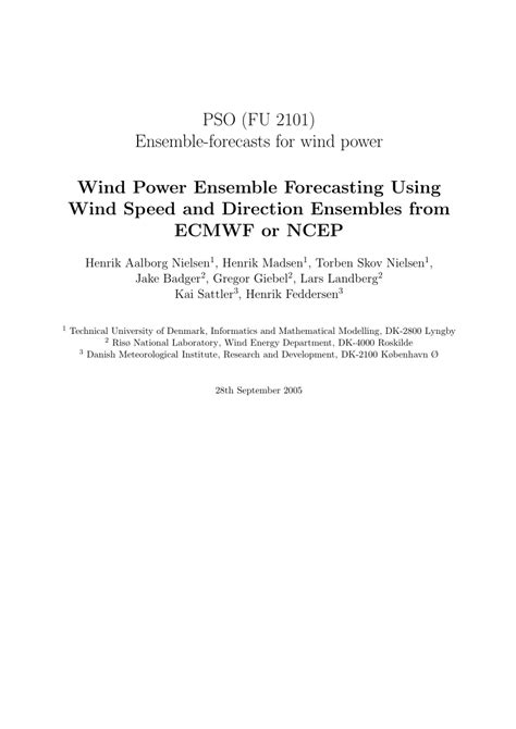 Pdf Wind Power Ensemble Forecasting Using Wind Speed And Direction Ensembles From Ecmwf Or Ncep