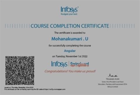 mohanakumari u on linkedin infosys springboard angular developer informationtechnology