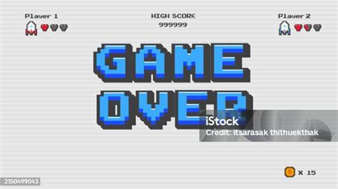 게임 오버 시작 Buttonpixel Art 8 비트 Gameretro 게임을 누릅니다 벡터 일러스트레이션의 게임 자산용 복고풍 미래파 공상 과학 배경 빛나는 네온