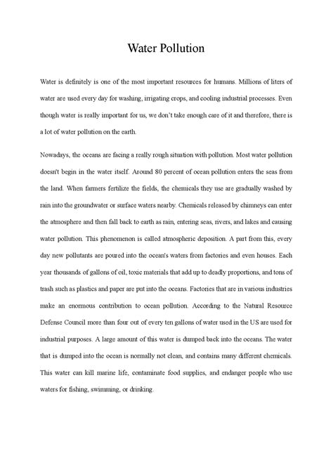 Ways To Prevent Water Pollution Essay