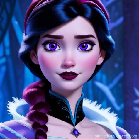 Anna From Frozen With Dark Makeup And Jet Black Hair Stable Diffusion