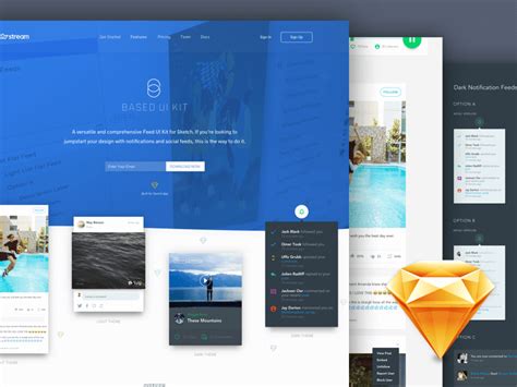 Based Ui Kit For Activity Streams Free Sketch Resource Sketch Elements