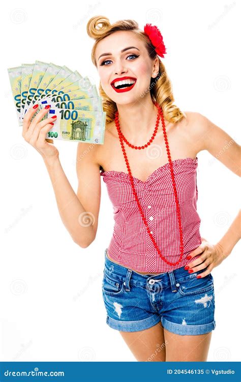 Excited Very Happy Beautiful Woman Pin Up Girl Retro And Vintage