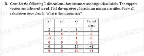 Solved B Consider The Following 3 Dimensional Data