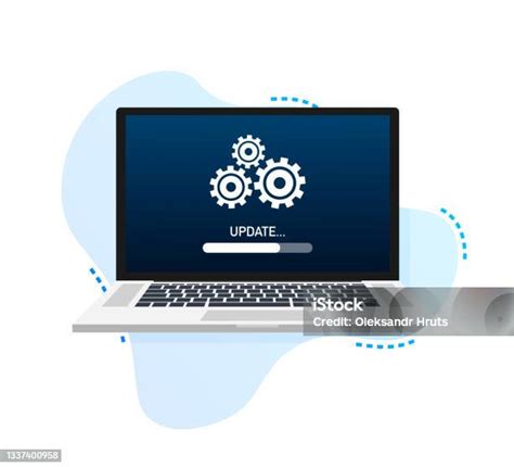 시스템 소프트웨어 업데이트 데이터 업데이트 또는 화면의 진행률 표시줄과 동기화할 수 있습니다 벡터 일러스트레이션 소프트웨어