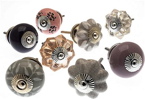 Mangotreeknobs Glass And Ceramic Cupboard Door Knob Set Of 8 In Neutral