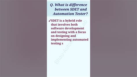 Difference In Sdet And Automation Tester Appium Shorts Short Youtubeshorts Shortvideo Viral