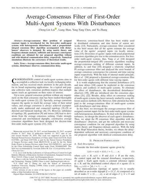 pdf average consensus filter of first order multi agent systems with disturbances