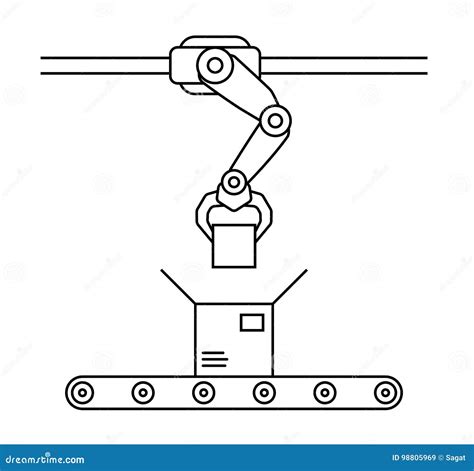 Thin Line Style Assembly Line Stock Vector Illustration Of Flat Industry 98805969