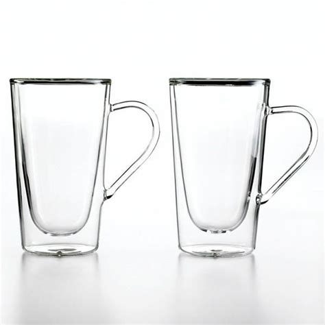 Double Walled Insulated 14 Ounce Glass Coffee Mugs Dwcp02 Blotus