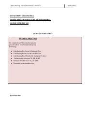 ECN Worksheet Pdf Introductory Microeconomics Tutorials DEPARTMENT OF ECONOMICS COURSE