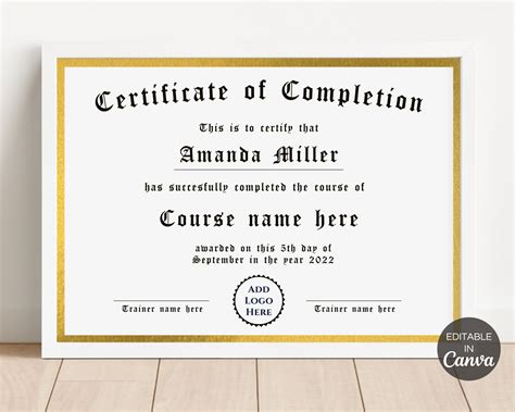 Certificate Of Completion Free Template