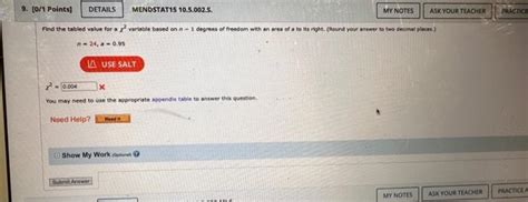 solved find the tabled value for a x2 variable based on n 1