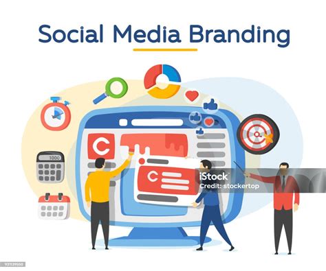 소셜 네트워크에서 브랜드의 프로 모션입니다 소셜 미디어 마케팅 관리 및 최적화에 대 한 분석 개념에 대한 스톡 벡터 아트 및 기타 이미지 Istock
