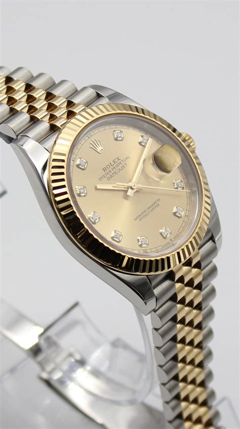 Rolex Datejust 41 Two Tone Champagne Diamond Dial Jubilee Bracelet