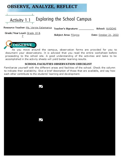 Observe Analyze Reflect Pdf Classroom Schools