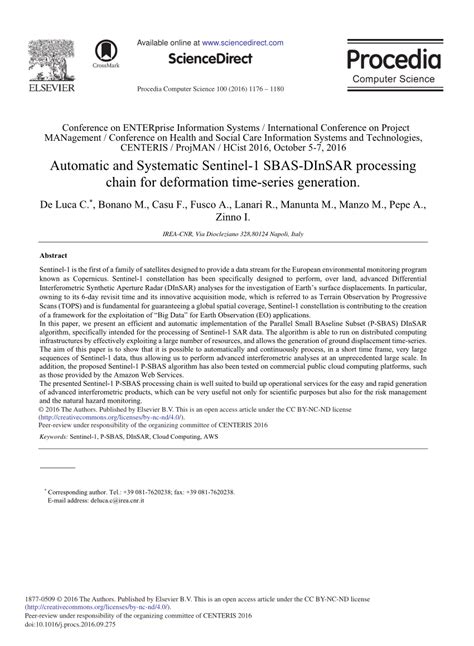Pdf Automatic And Systematic Sentinel 1 Sbas Dinsar Processing Chain