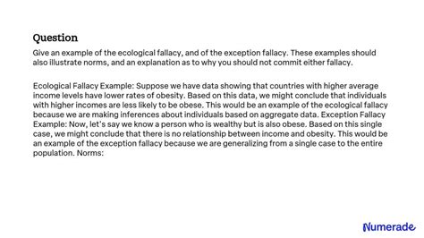 SOLVED Give An Example Of The Ecological Fallacy And Of The Exception Fallacy These Examples